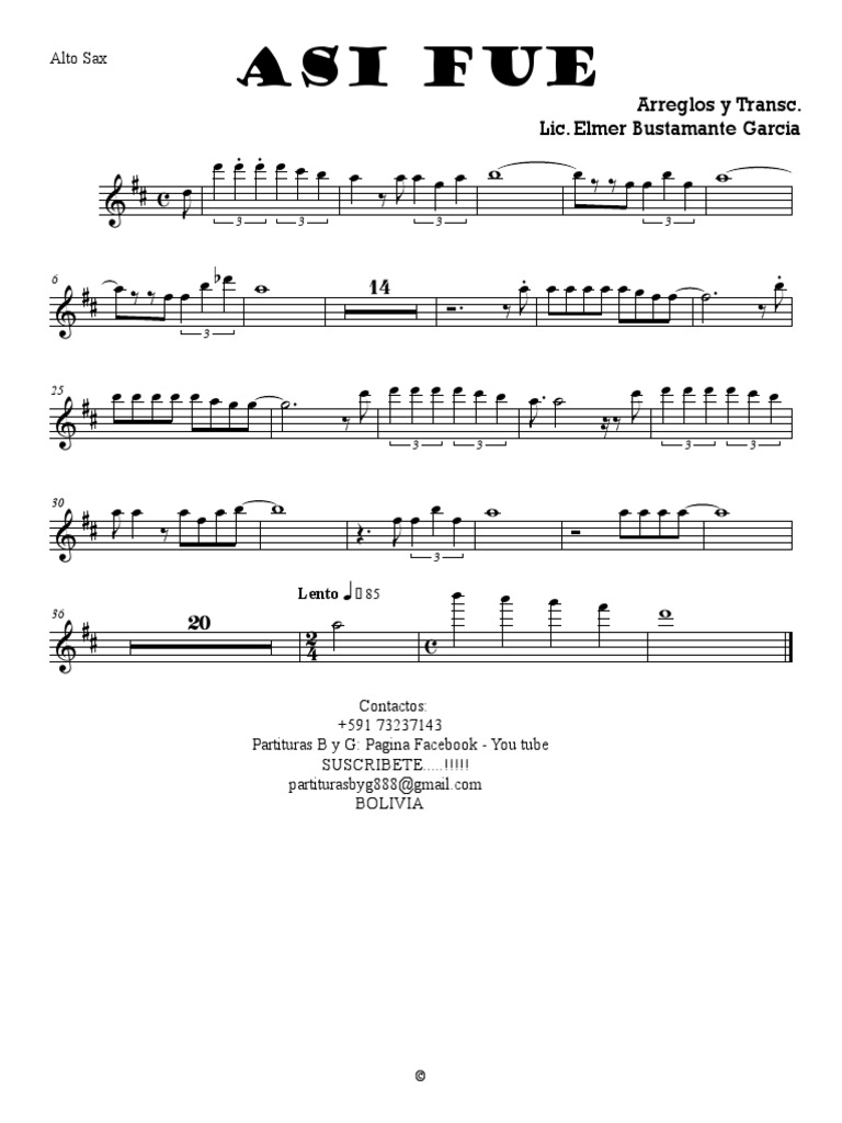Asi Fue Balada - Alto Sax | PDF
