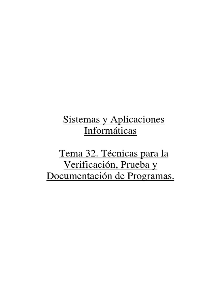 Técnicas para La Verificación, Prueba y Documentación de Programas | PDF | Software | Programa ...