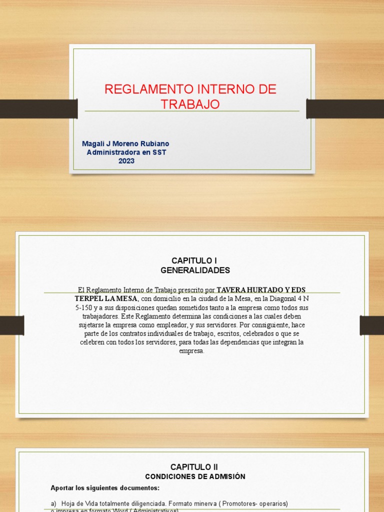 Reglamento Interno de Trabajo 2023 | PDF