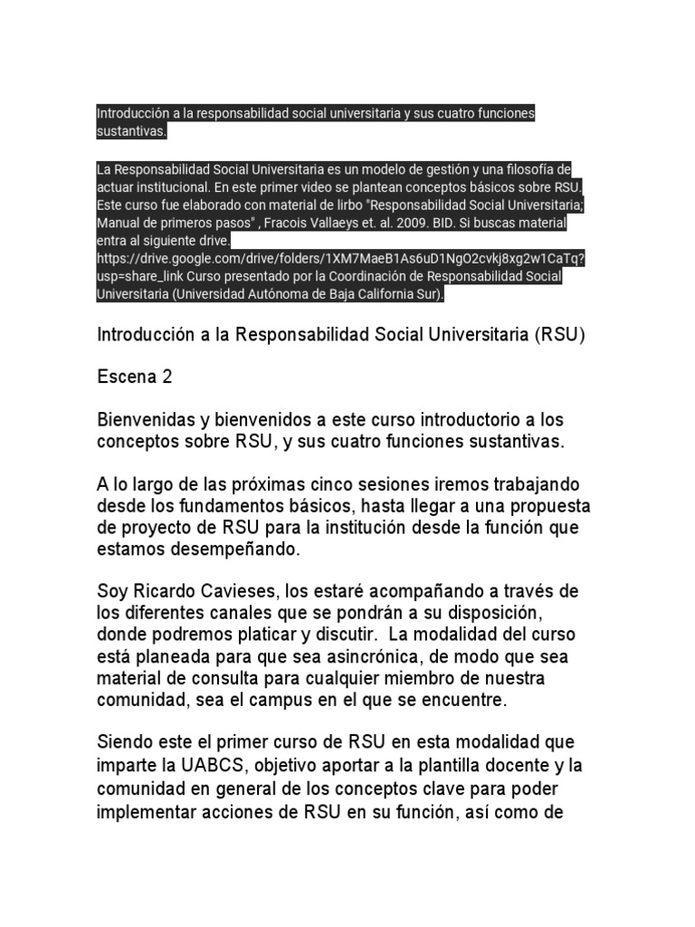 Introducción A La Responsabilidad Social Universitaria | PDF | Conocimiento | Sociedad