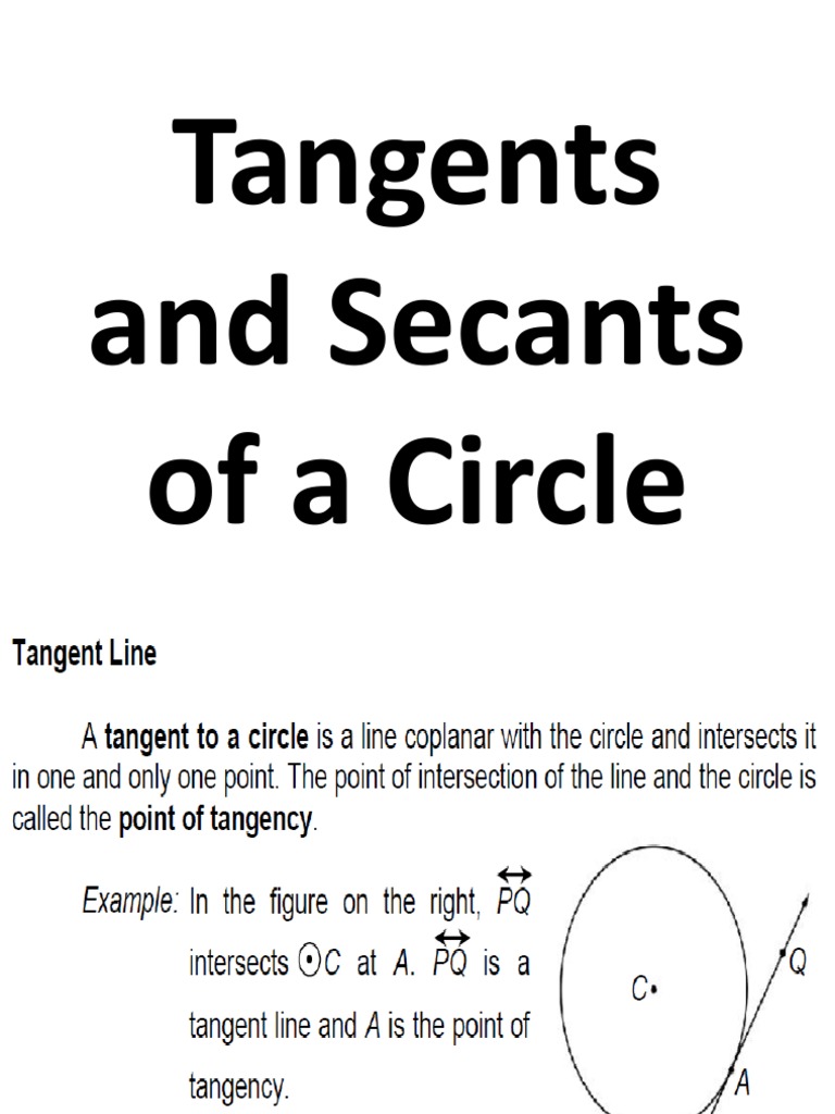 Tangents & Secants of a Circle - Properties & Formulas | PDF