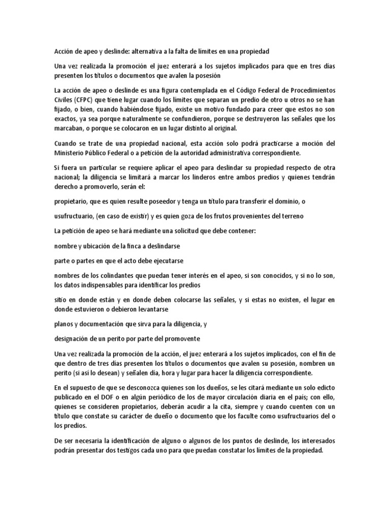 Acción de Apeo y Deslinde | PDF | Propiedad | Justicia
