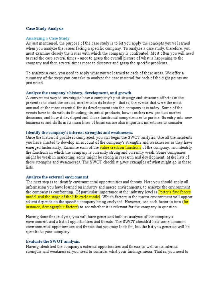 Case Study Analysis | PDF | Strategic Management | Swot Analysis