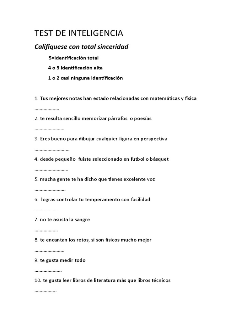 Test de Inteligencia | PDF