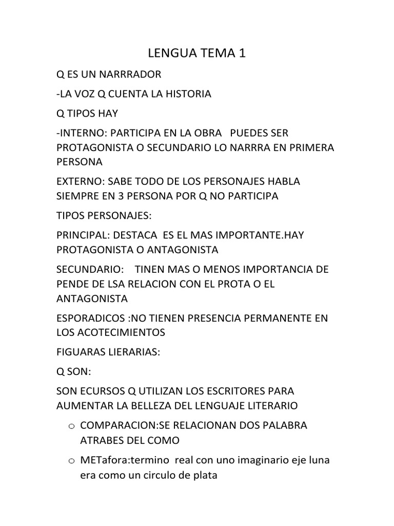 Lengua Tema 1 2 | PDF