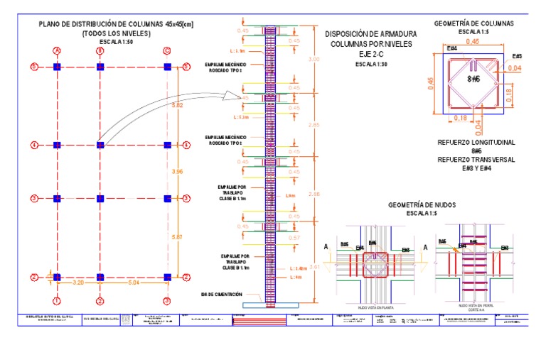 Plano Columna y Nudo | PDF | Elasticidad (Física) | Ingeniería estructural