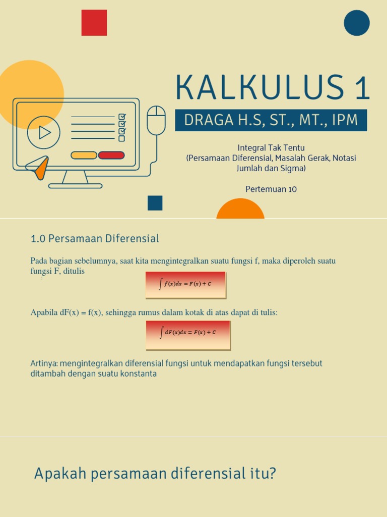 Integral dan Persamaan Diferensial Kalkulus | PDF | Metode & Bahan Ajar