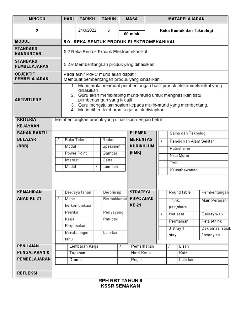 RBT Tahun 6 2022 M9 | PDF