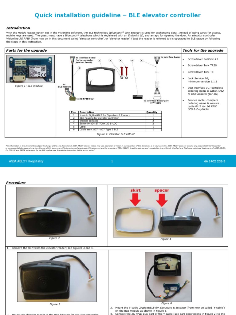66 1402 202-3 Quick Installation Guideline BLE Elevator Controller | PDF | Screw | Elevator