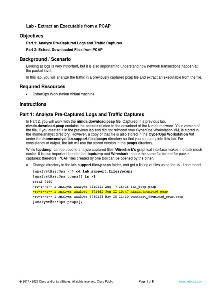 27.2.10 Lab - Extract An Executable From A PCAP | PDF | Transmission Control Protocol | Computer ...