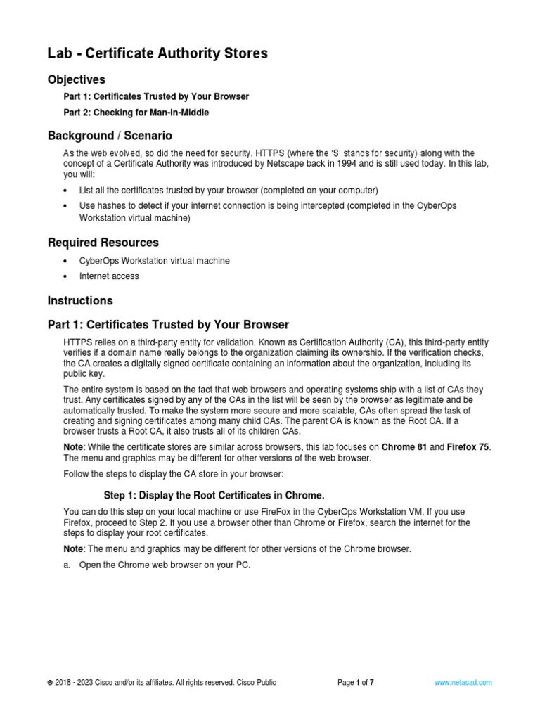 Lab on Certificate Authority Stores | PDF | Public Key Certificate ...