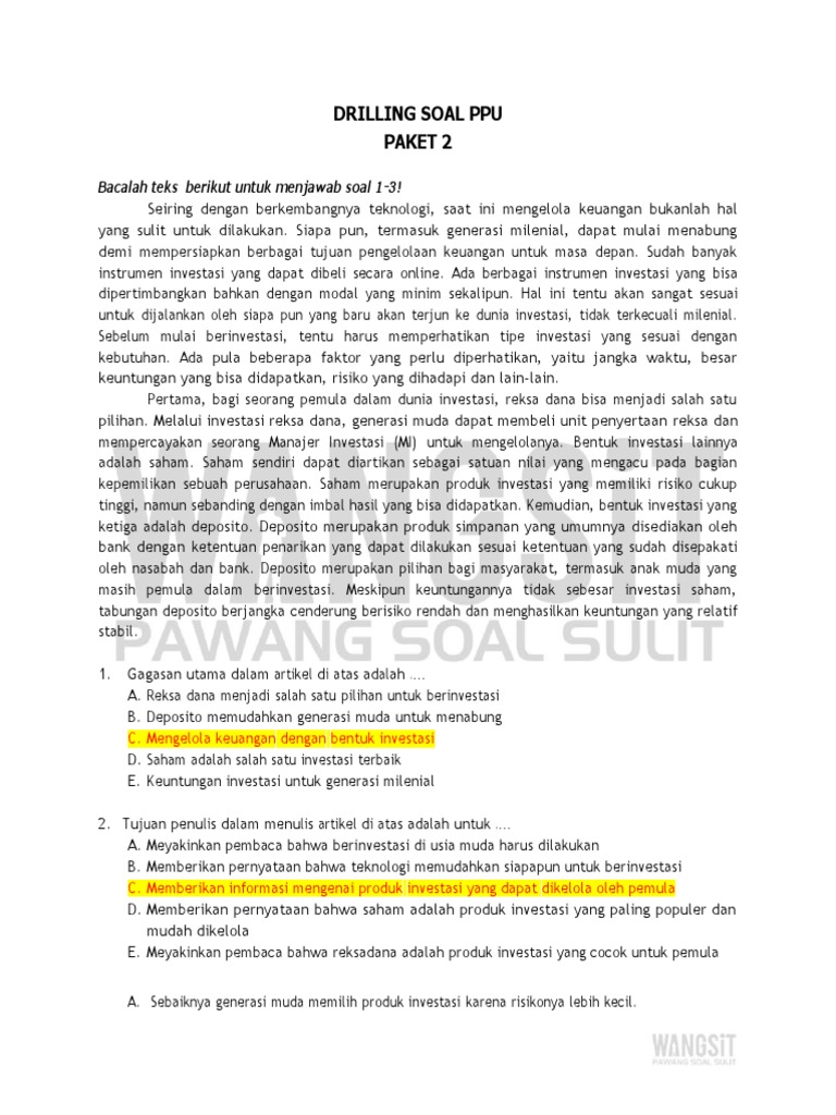 Drilling Soal Ppu Paket 2 | PDF