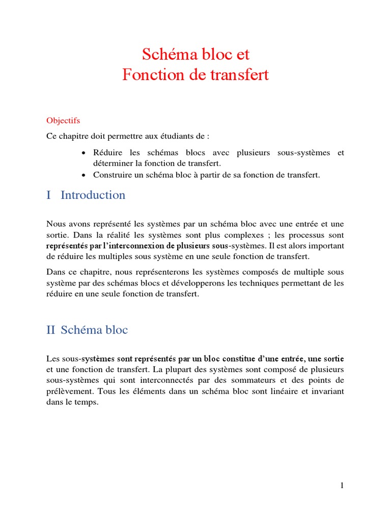 Schéma Bloc et Fonction de Transfert | PDF | Mathématiques