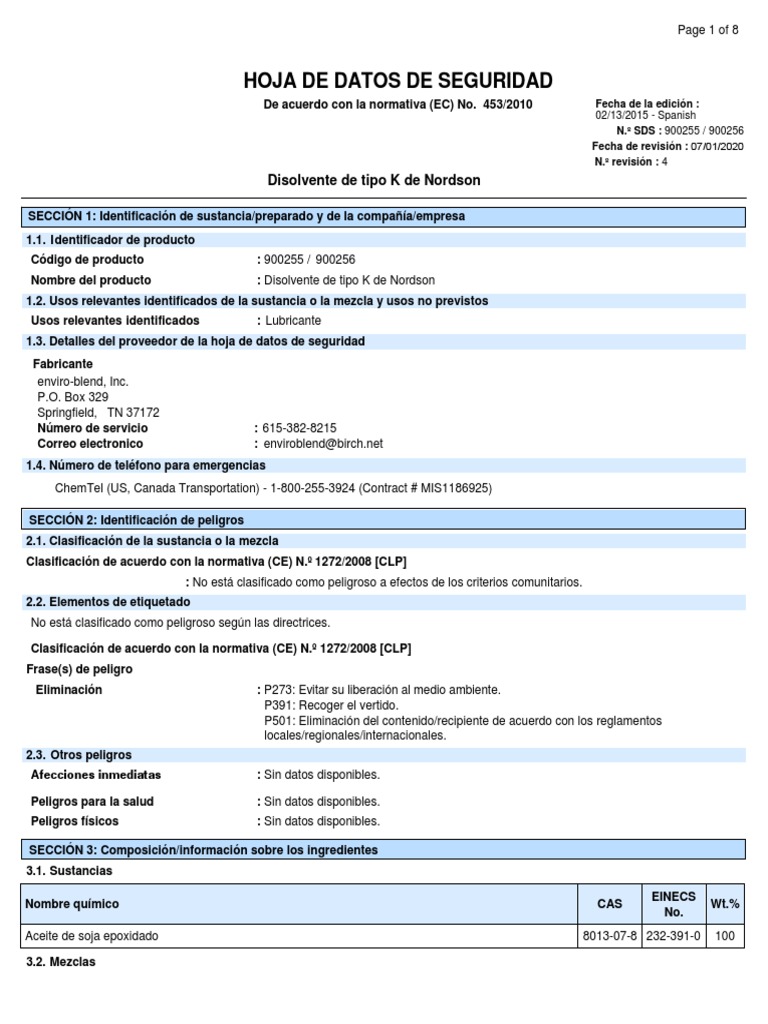 Type K Fluid SDS ES | PDF | Residuos | Agua