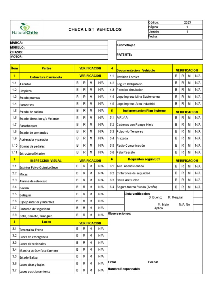 CHECK LIST Diario Vehiculos | PDF CHECK LIST Diario Vehiculos | PDF