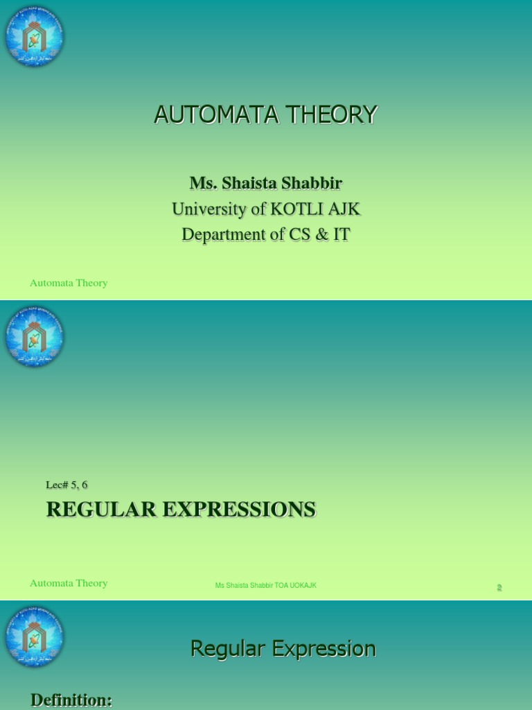 Theory of Automata Chapter 4 | PDF | Regular Expression | String ...