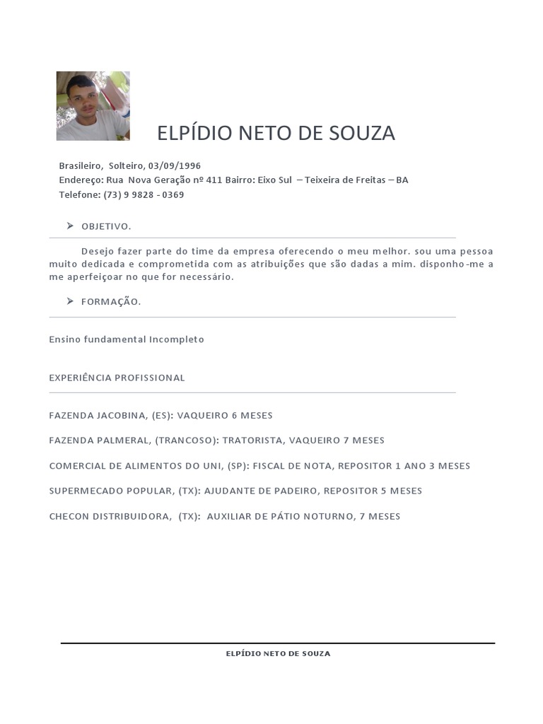 Currículo ELPÍDIO | PDF
