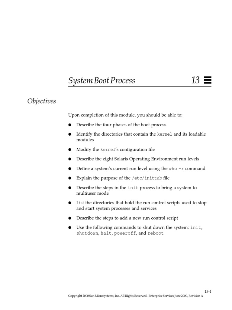 The System Boot Process - 01-Solaris 8 - Student Guide - SA238 (SCSA ... The System Boot Process - 01-Solaris 8 - Student Guide - SA238 (SCSA ...
