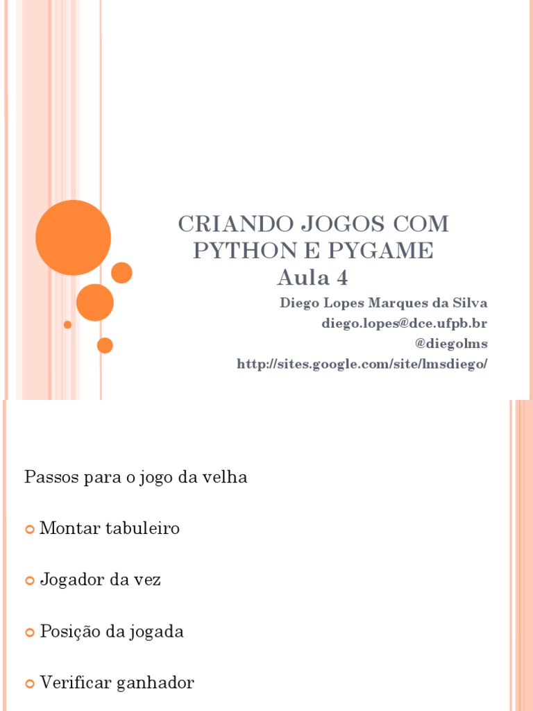 Criando Jogoscom Pythone Pygame 4 Aula | PDF