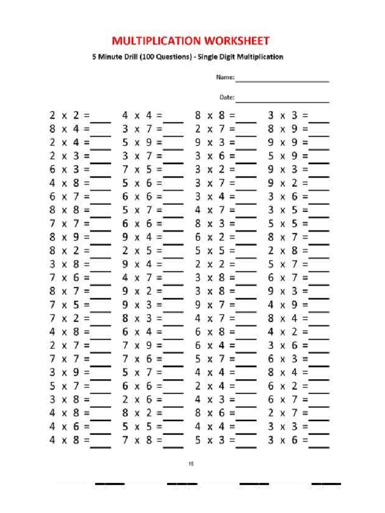 Fise Inmultirea Exersare | PDF