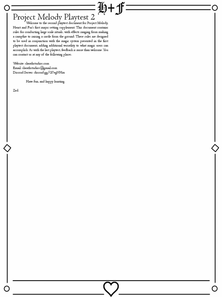 Project Melody Playtest 2 | PDF | Drink