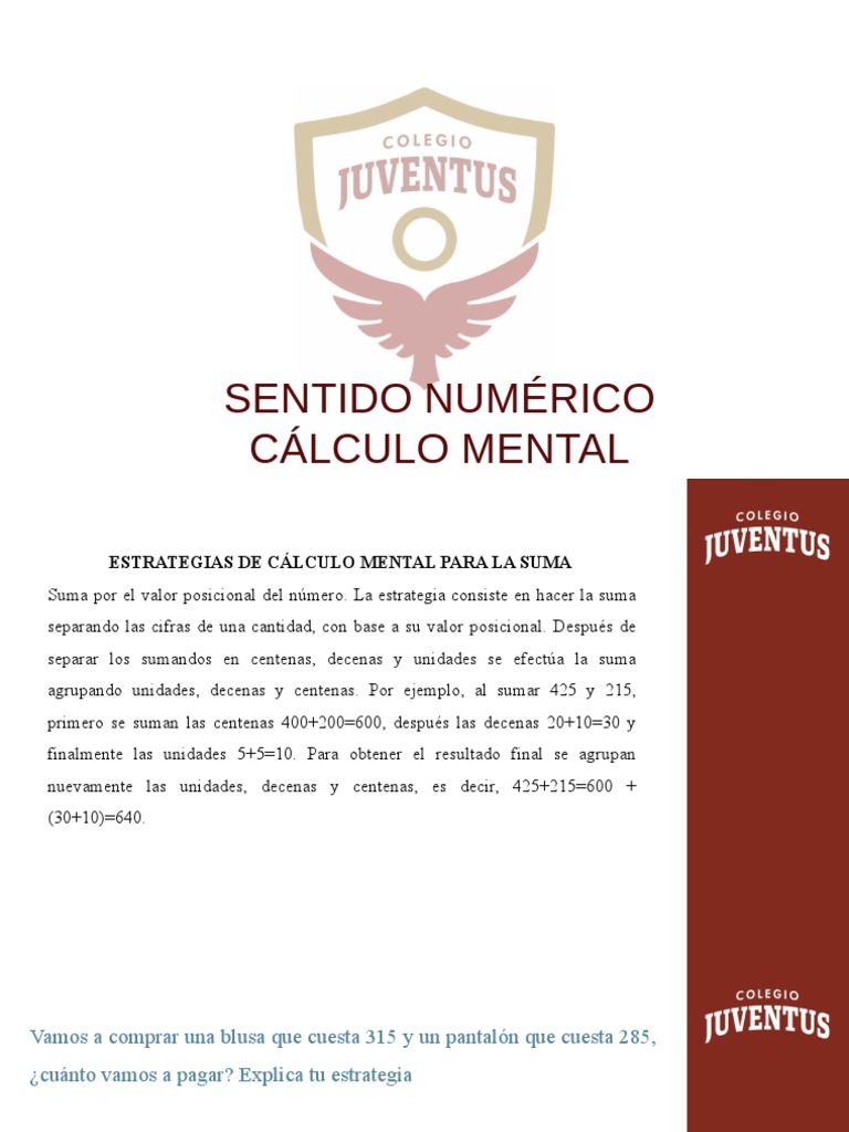 Calculo Mental Estrategias de Suma y Resta | PDF | Sustracción | Matemática Elemental