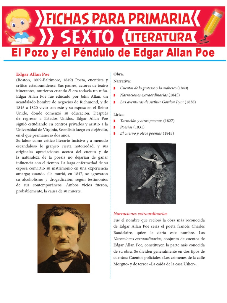 El Pozo y El Péndulo de Edgar Allan Poe para Sexto Grado de Primaria ...