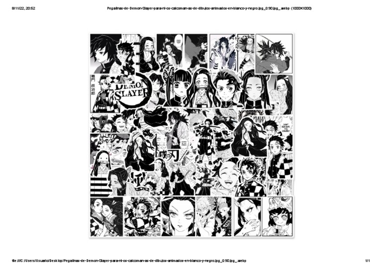 Pegatinas de Demon Slayer para Ni Os Calcoman As de Dibujos Animados en Blanco y Negro - JPG ...