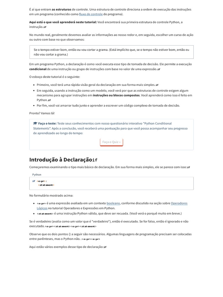 Instruções Condicionais Em Python Python Real Pdf Python Linguagem De Programação