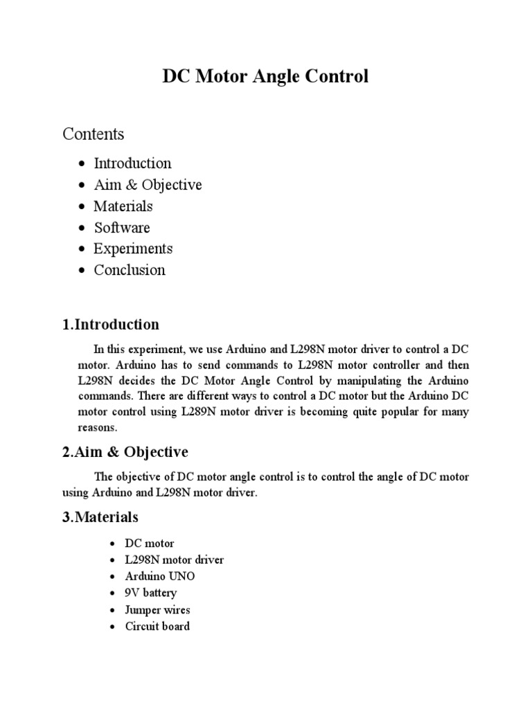 Dc Motor Angle Control Pdf Arduino Computing