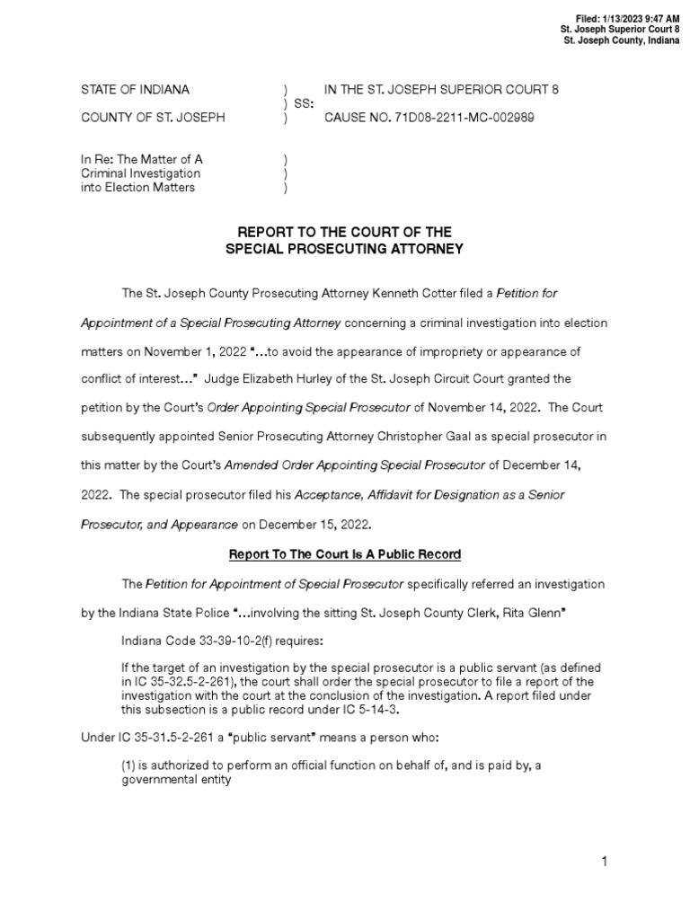 Report To The Court Clerk of The Special Prosecuting Attorney | PDF