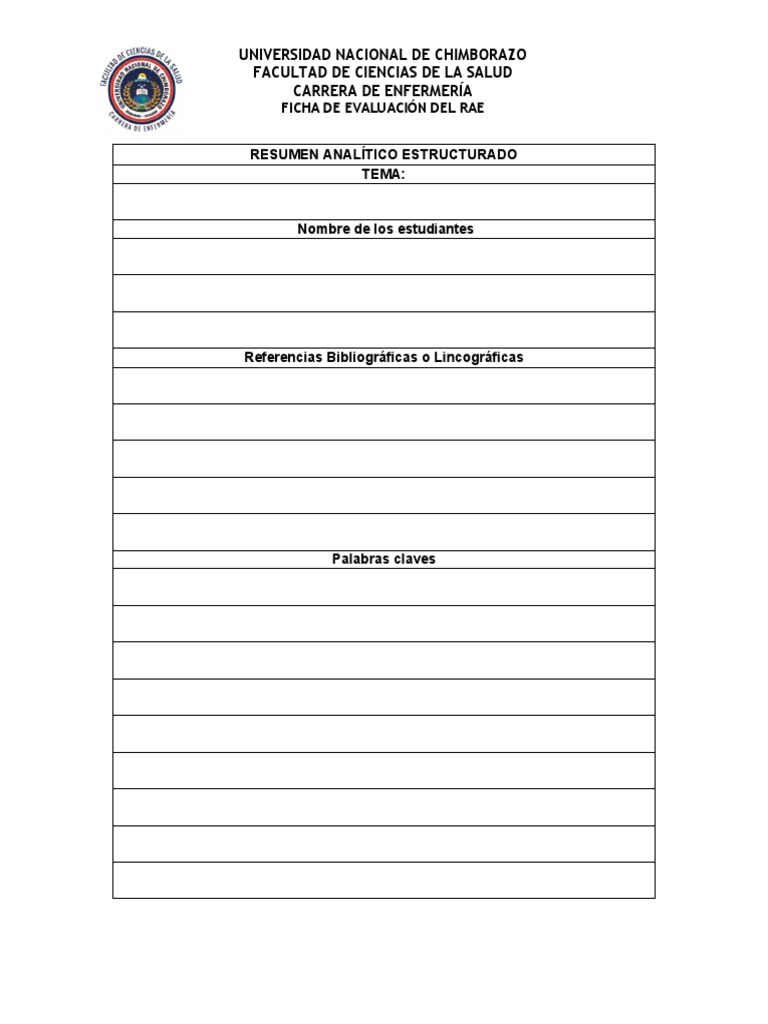 Esquema RAE Resumen Analítico Estructurado | PDF
