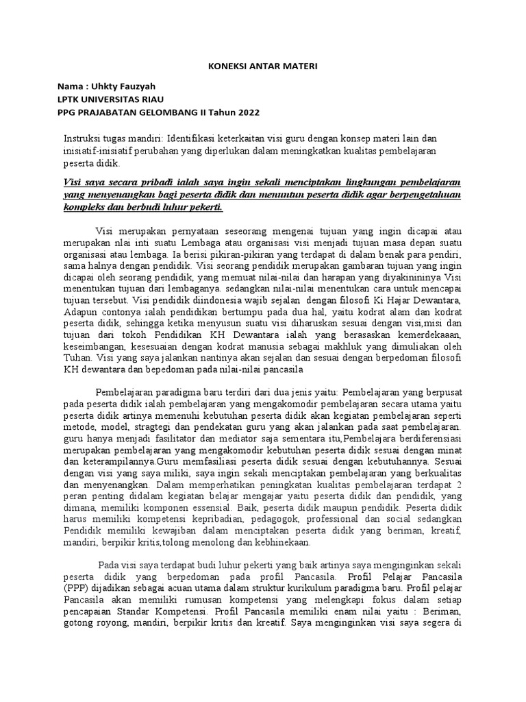 Koneksi Antar Materi Topik 1 | PDF | Karier & Perkembangan | Pengembangan Diri