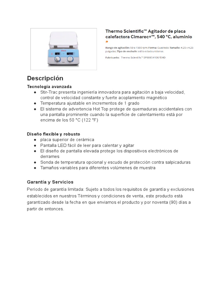 Fichas Tecnicas Planchas de Calentamiento | PDF | Diodo emisor de luz | Bienes manufacturados