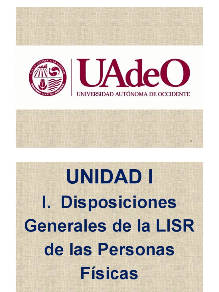 Disposiciones Generales de La LISR de Las Personas Físicas | Descargar ...