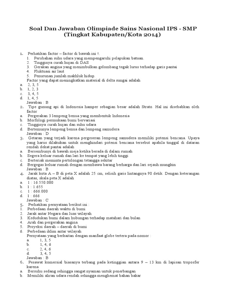 Osn Ips SMP Kota 2014 | PDF