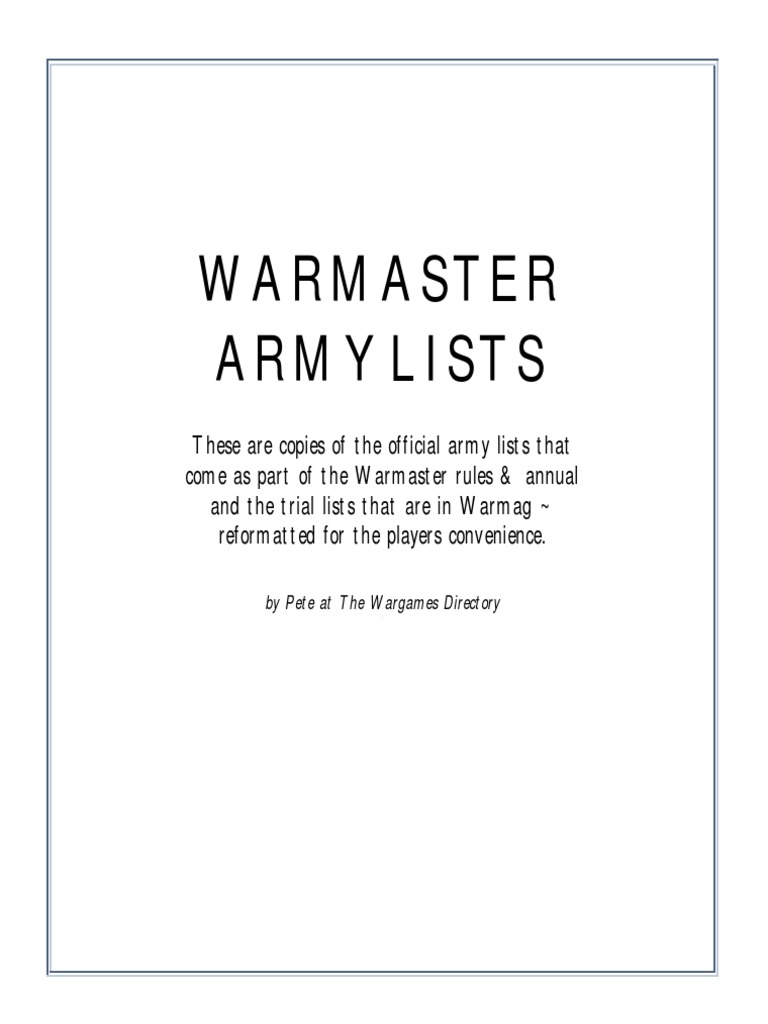 Fan - Warmaster - Army List Compendium | PDF | Infantry | Wars & Military