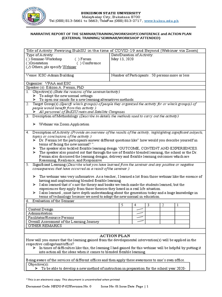 Narrative Report 1st Webinar 2 | PDF | Learning | Cognitive Science