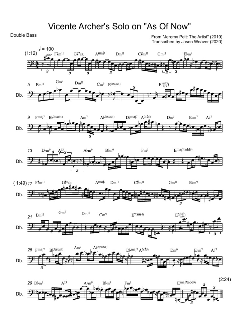 Vicente Archer's Solo On As of Now - Full Score | PDF