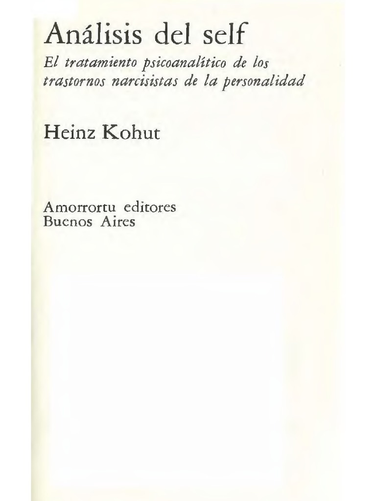 Kohut Heinz - Analisis Del Self | PDF | Carné de identidad | Psicoanálisis