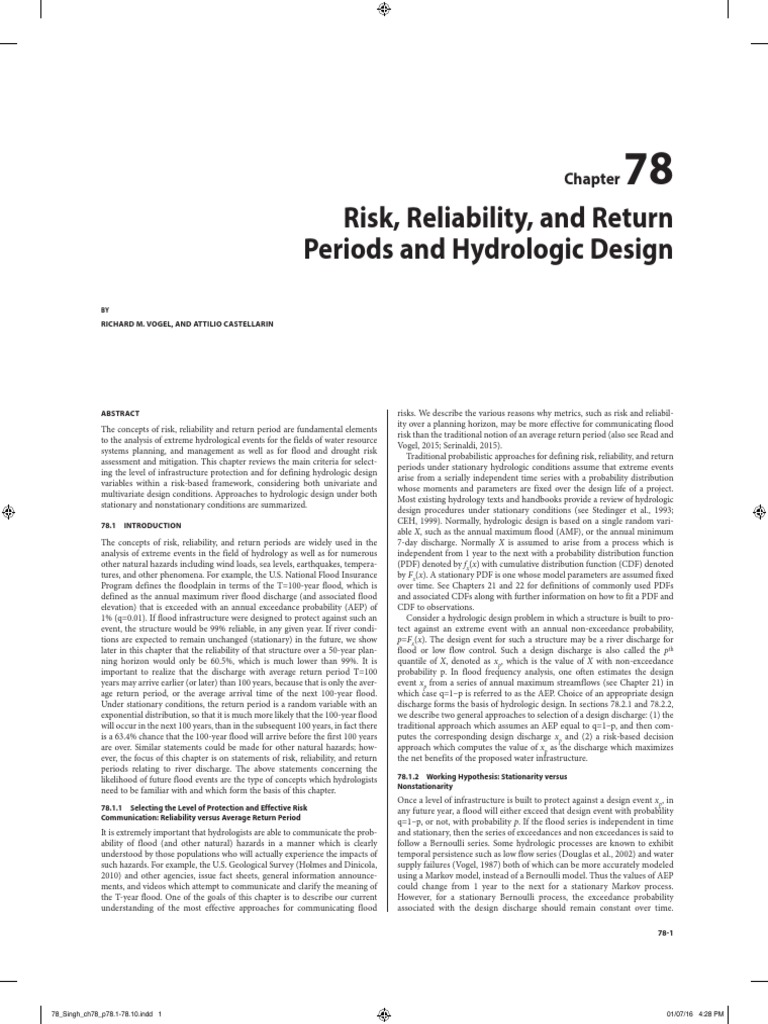 Risk, Reliability, and Return Periods and Hydrologic Design: 78 - Singh ...