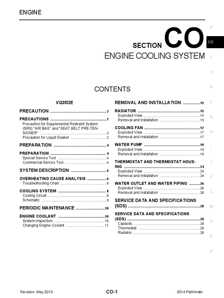 Nissan Pathfinder Cooling System Guide | PDF | Radiator | Airbag