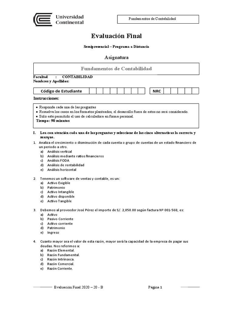 Examen Final FC 2022-20B | Descargar gratis PDF | Contabilidad | Deuda Examen Final FC 2022-20B | Descargar gratis PDF | Contabilidad | Deuda
