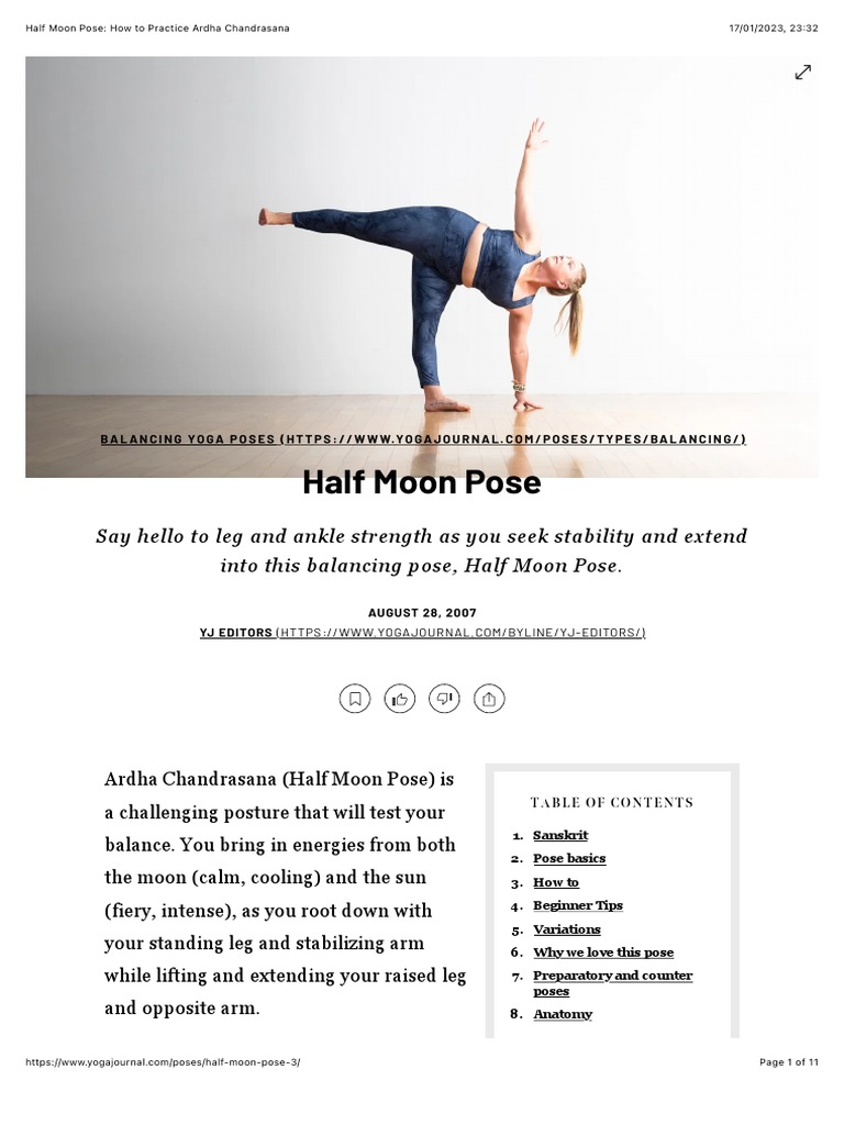 Mastering Half Moon Pose: Ardha Chandrasana | PDF | Pelvis | Limbs ...