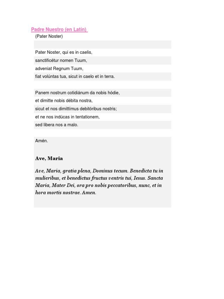 Padre Nuestro LATIN | PDF