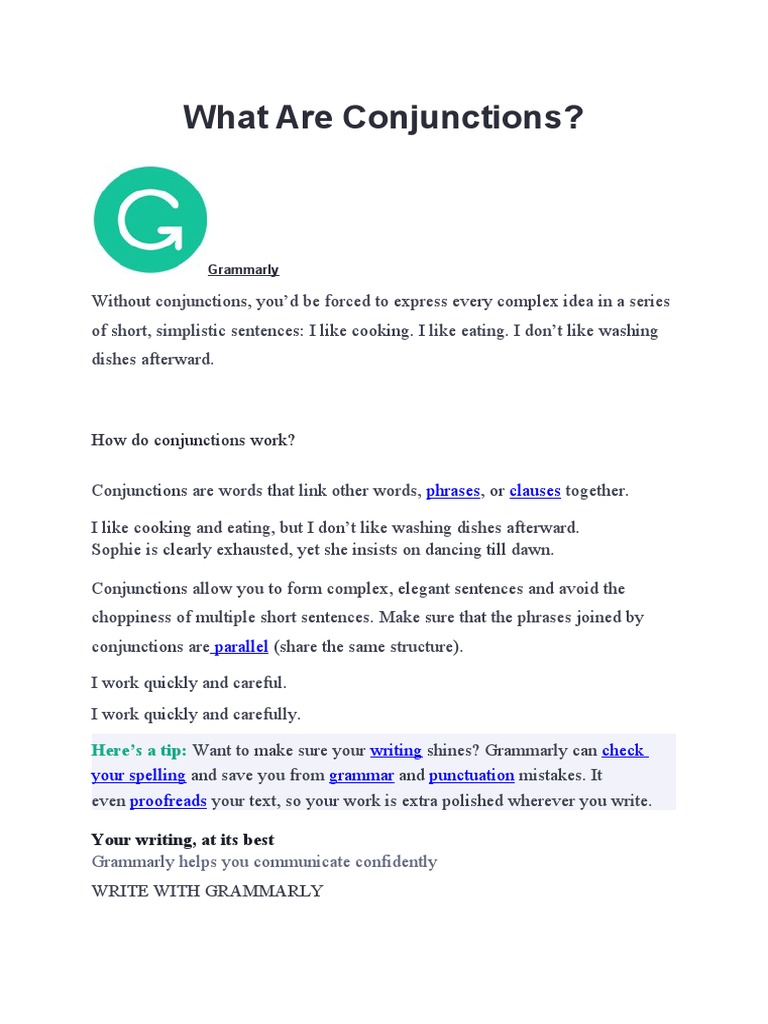 What Are Conjunctions | PDF | Preposition And Postposition | Comma