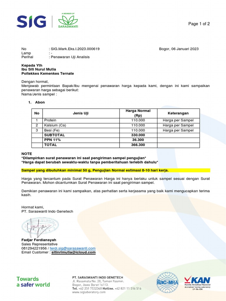 SIG - mark.Eks.I.2023.000619 - Surat Penawaran Siti (Poltekkes Kemenkes ...
