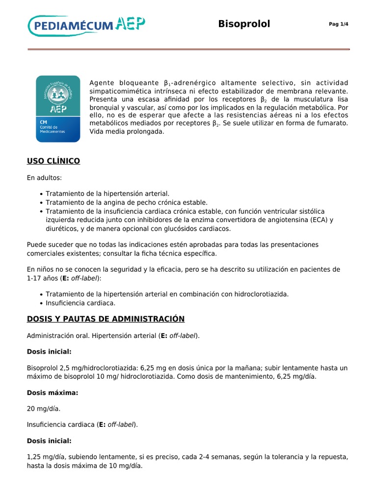 Bisoprolol | PDF | Insuficiencia cardíaca | Farmacología
