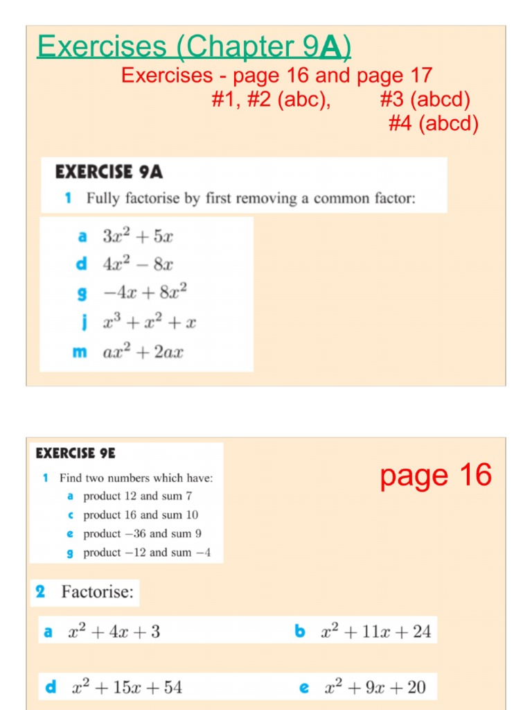 1108 9s Ch9e Factorization Exercises Pdf