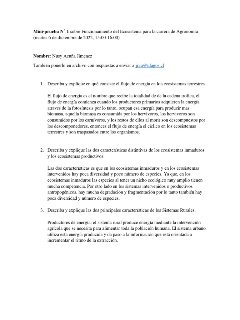 Mini-Pruebas #1 y 2 Nusy Acuña | PDF | Los bosques | Agricultura